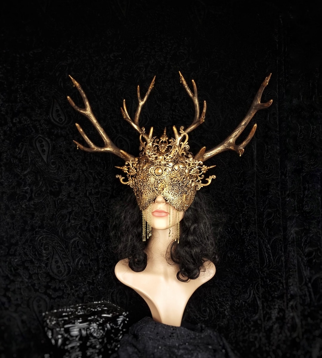 Custom-made / Antler Blind Mask "forest God" Pagan Crown, Horns ...
