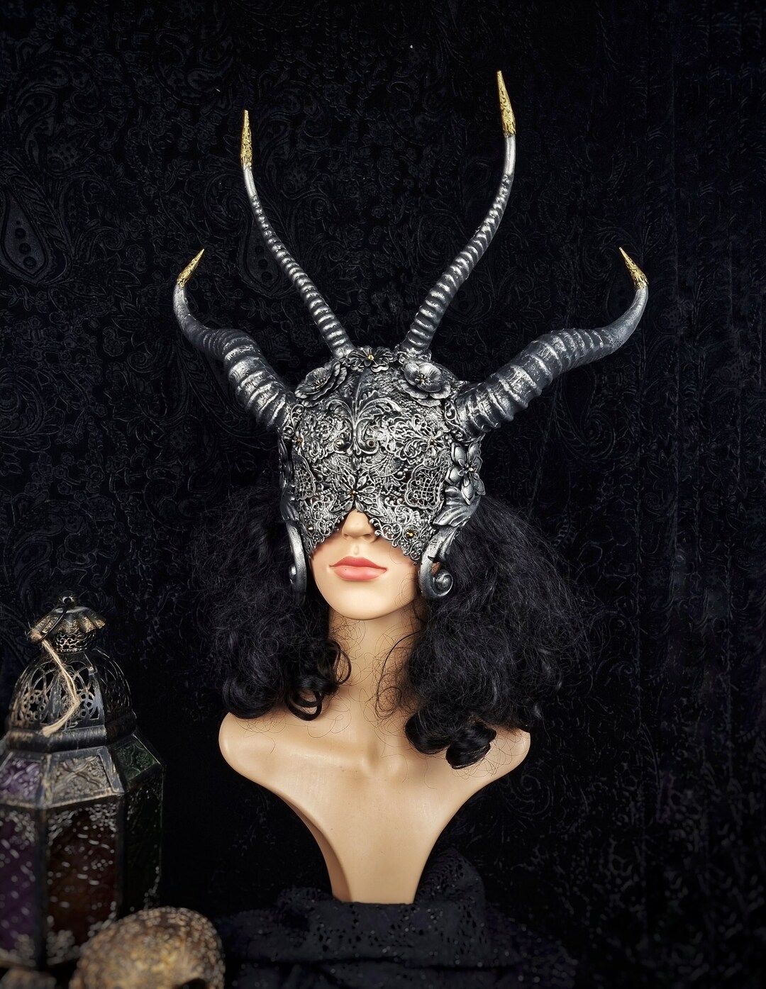 Demon Warrior Blind Mask Seraphim , Horns Mask, Devil Mask, Medusa ...