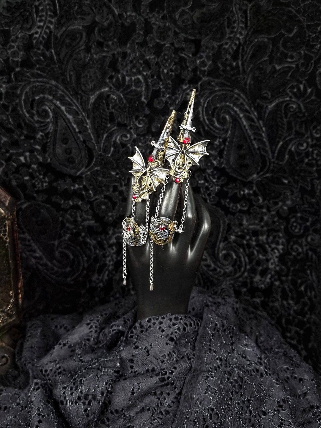 Made to Order / Finger Claws & Rings "dracula " Fantasy Costume, Gothic ...