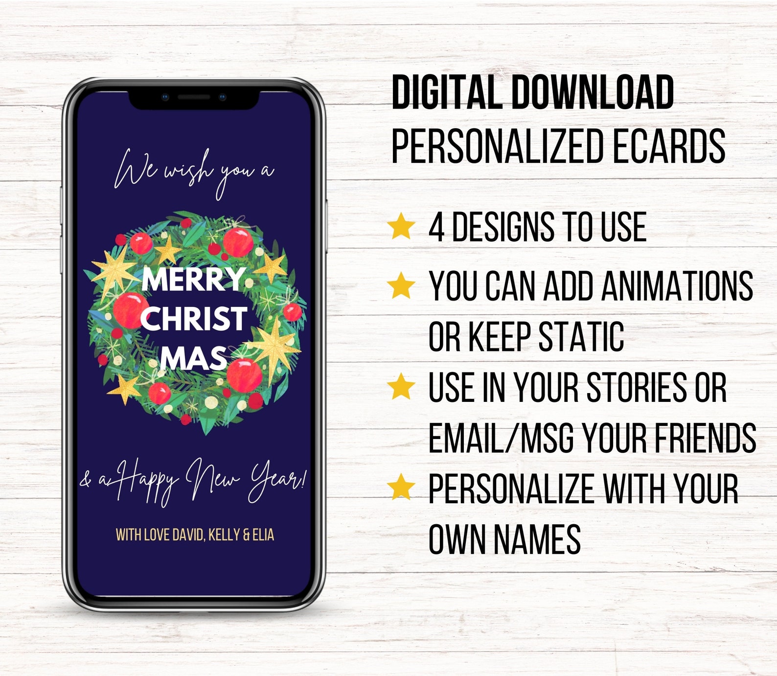 Digital Christmas Cards, Facebook & IG Stories Christmas Ecard Template ...