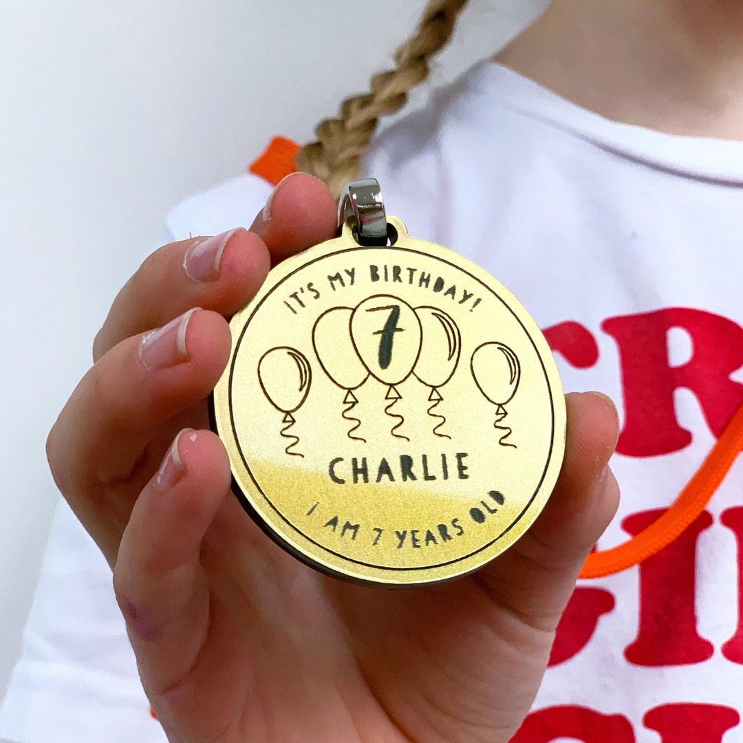I'm 7 Today Medal, Seven Year Old Personalised Birthday Medal, Gold or ...