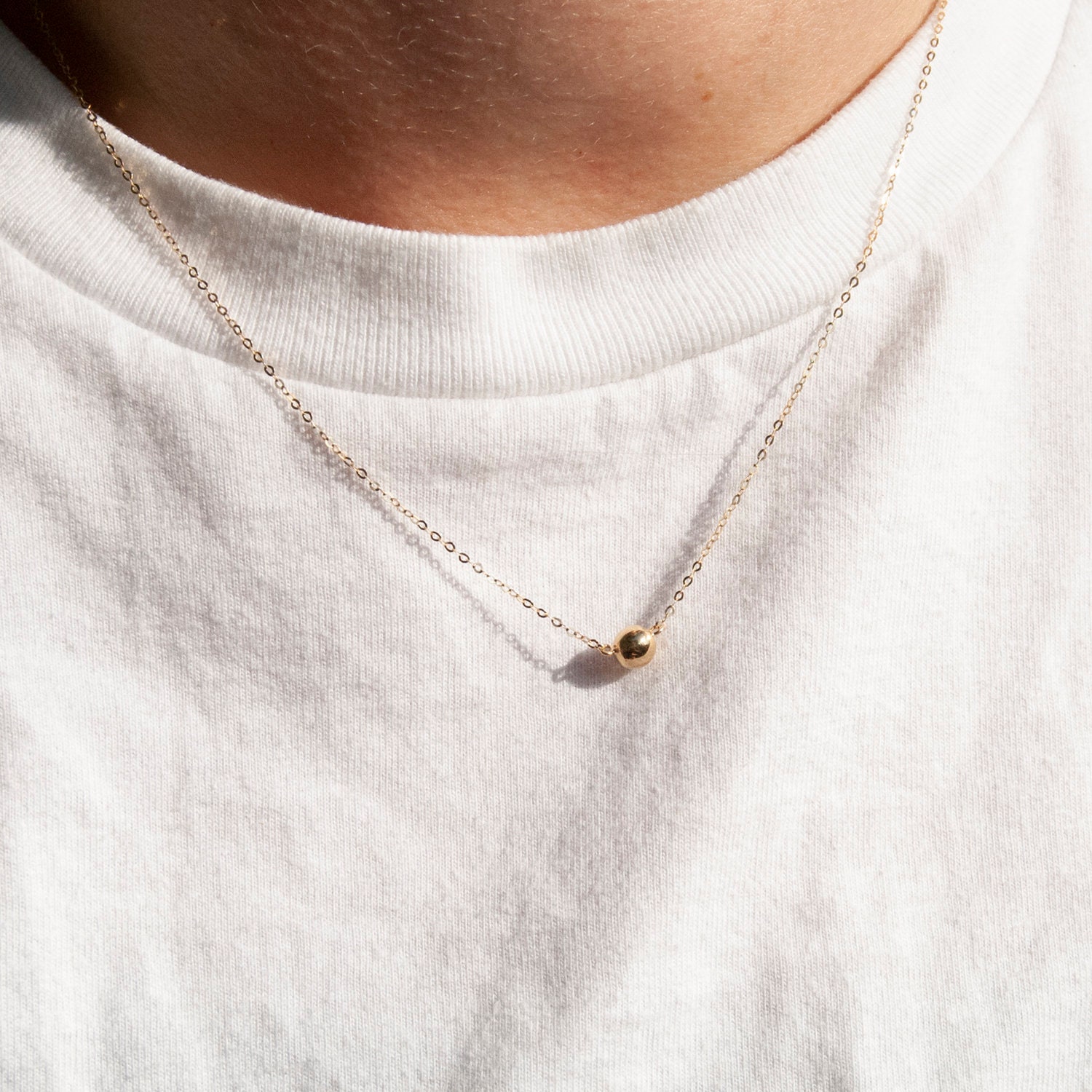 9ct Gold Round Bead Rose Gold Necklace Silver Bead - Etsy UK