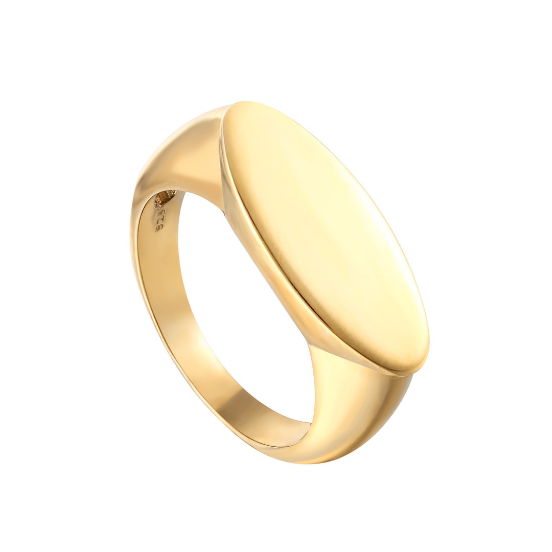 Flat Oval Bar Signet Ring Signet Ring Gold Signet Ring Silver Signet ...