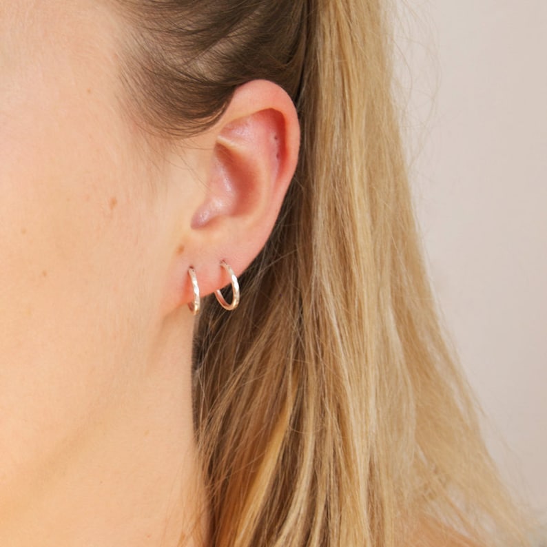 Tiny Silver Hoops Tiny Hoops Hammered Silver Hoops - Etsy