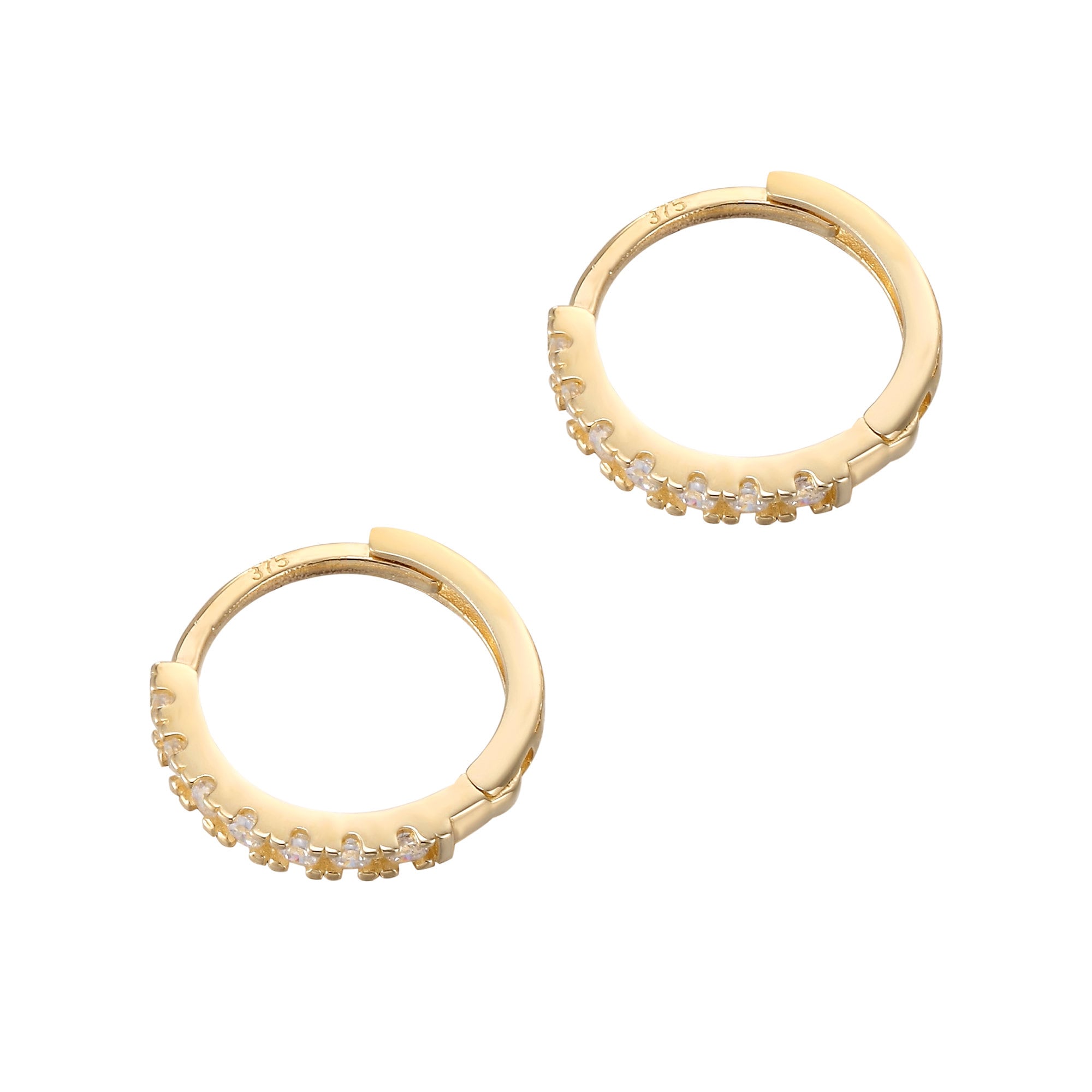 9ct Gold Cubic Zirconia Hoop Earrings Huggie Hoops Gold Etsy Uk