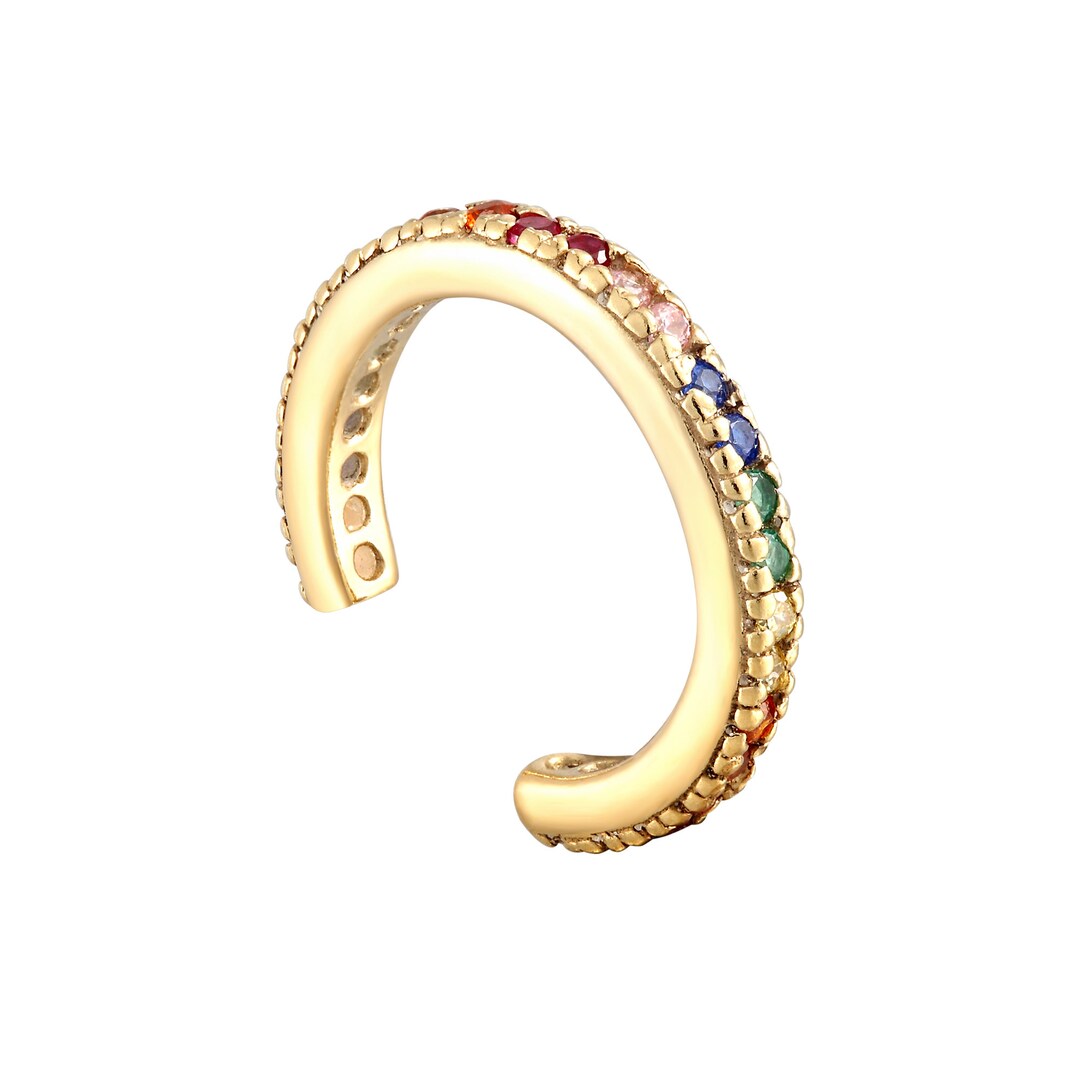 Rainbow Cz Cuff Earring Cuff Ear Cuff Conch No - Etsy