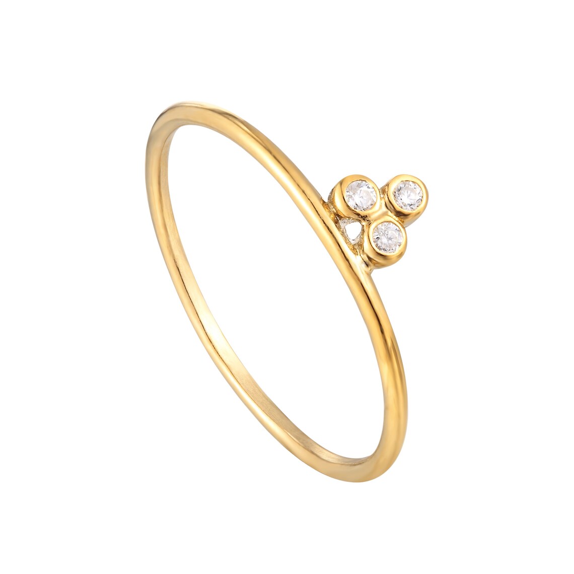 Triple cz bezel stacking ring cz ring gold ring gold | Etsy