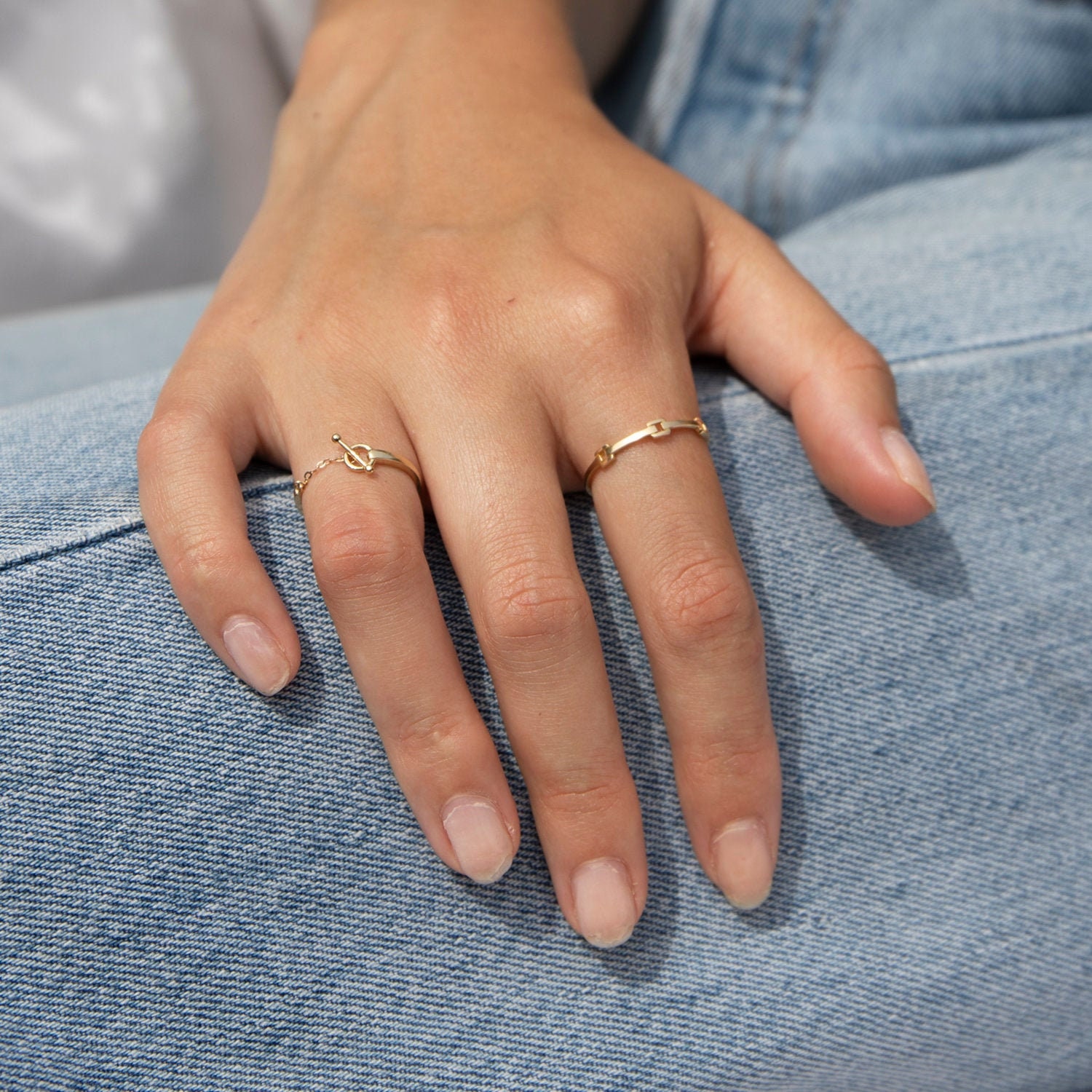 9ct Gold Ring Tbar Chain Ring Gold Ring T-bar Ring - Etsy