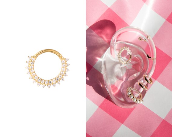 9ct Gold Decorative Cz Clicker Hoop Gold Clicker Hoop - Etsy UK