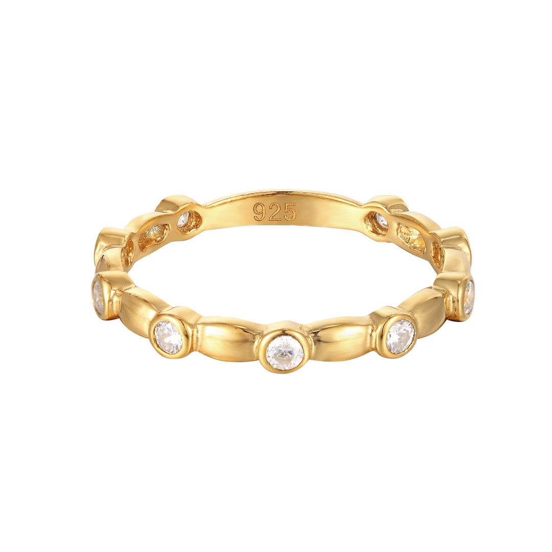 Gold Cubic Zirconia Chunky CZ Bezel Stacking Ring Cz Ring - Etsy