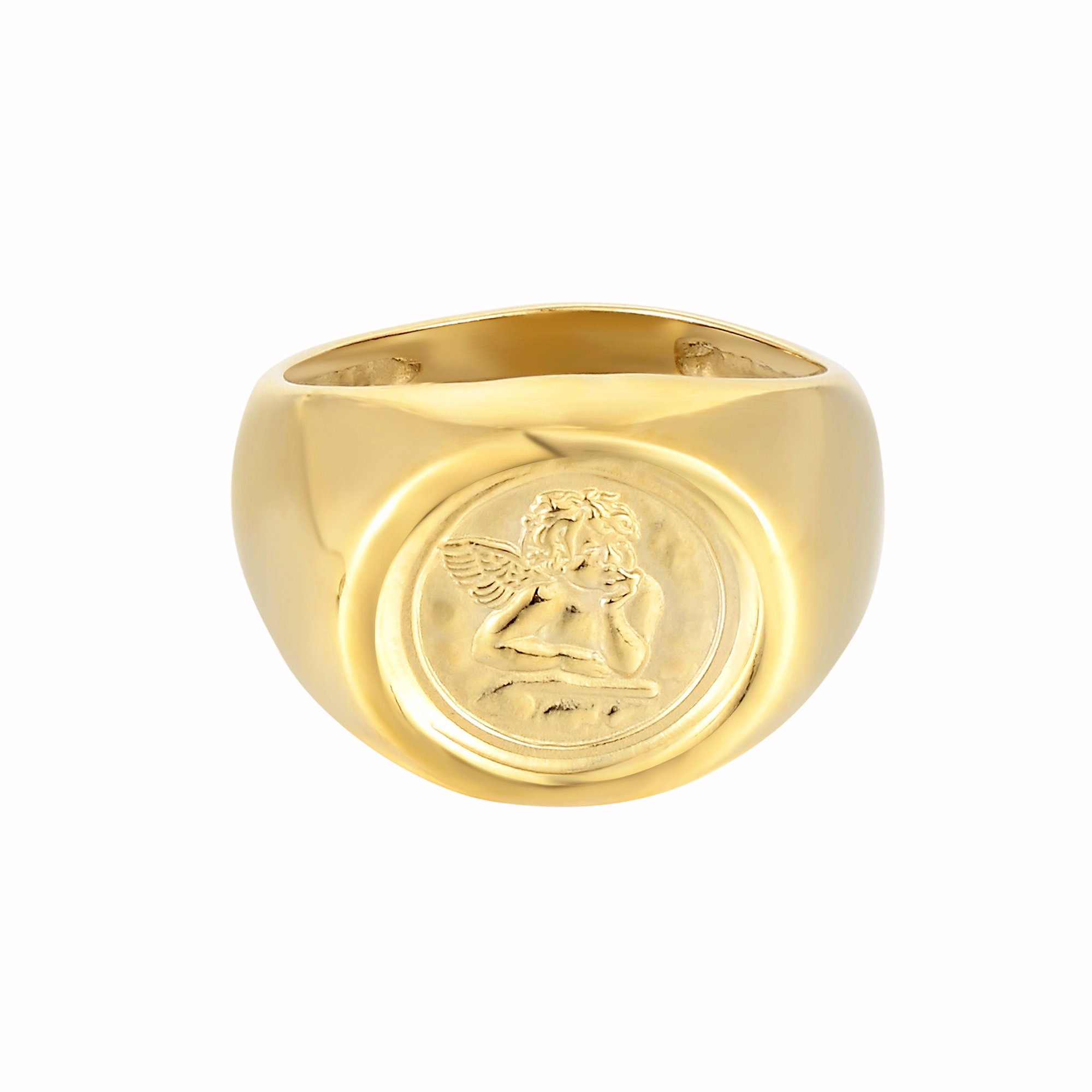 Angel Cherub Ring Signet Silver Ring Thick Ring | Etsy UK