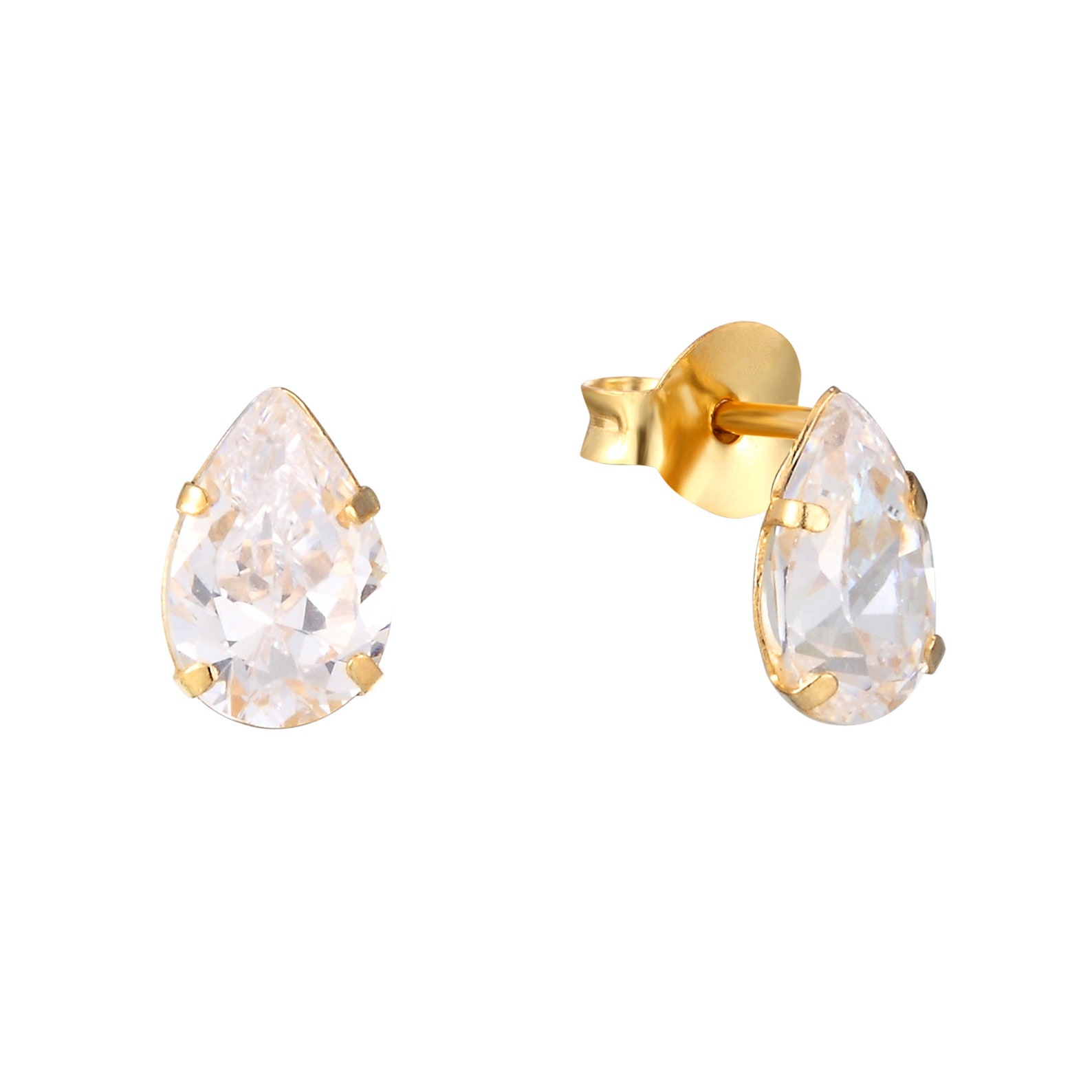 9ct gold tear drop gold stud earrings small stud | Etsy