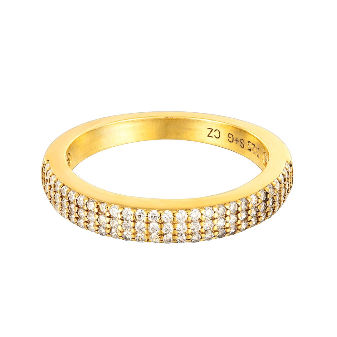 Pave Cz Band Ring Cz Pave Ring Thick Stacking Ring Gold Thick Cz Band ...
