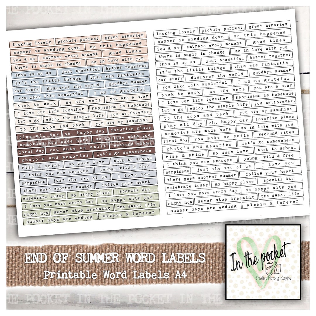 Word Labels, Sentiments, Labels, Words, Printable, Digital Download ...