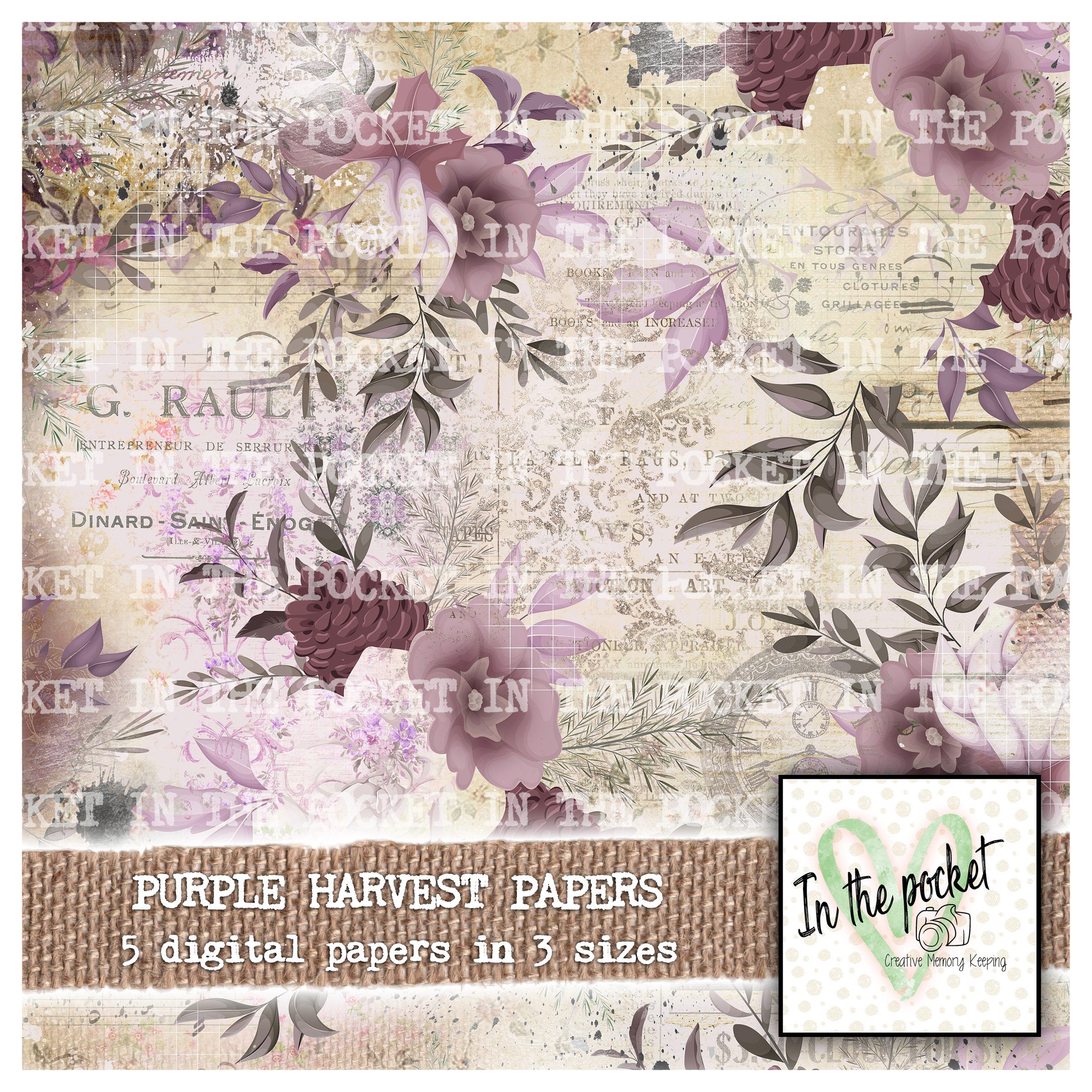 Fall Autumn Purple Harvest Printable Papers Journal - Etsy
