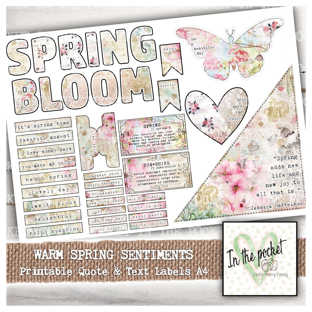 Spring, Sentiments, Printable, Quotes, Text, Labels Journal, Digital ...