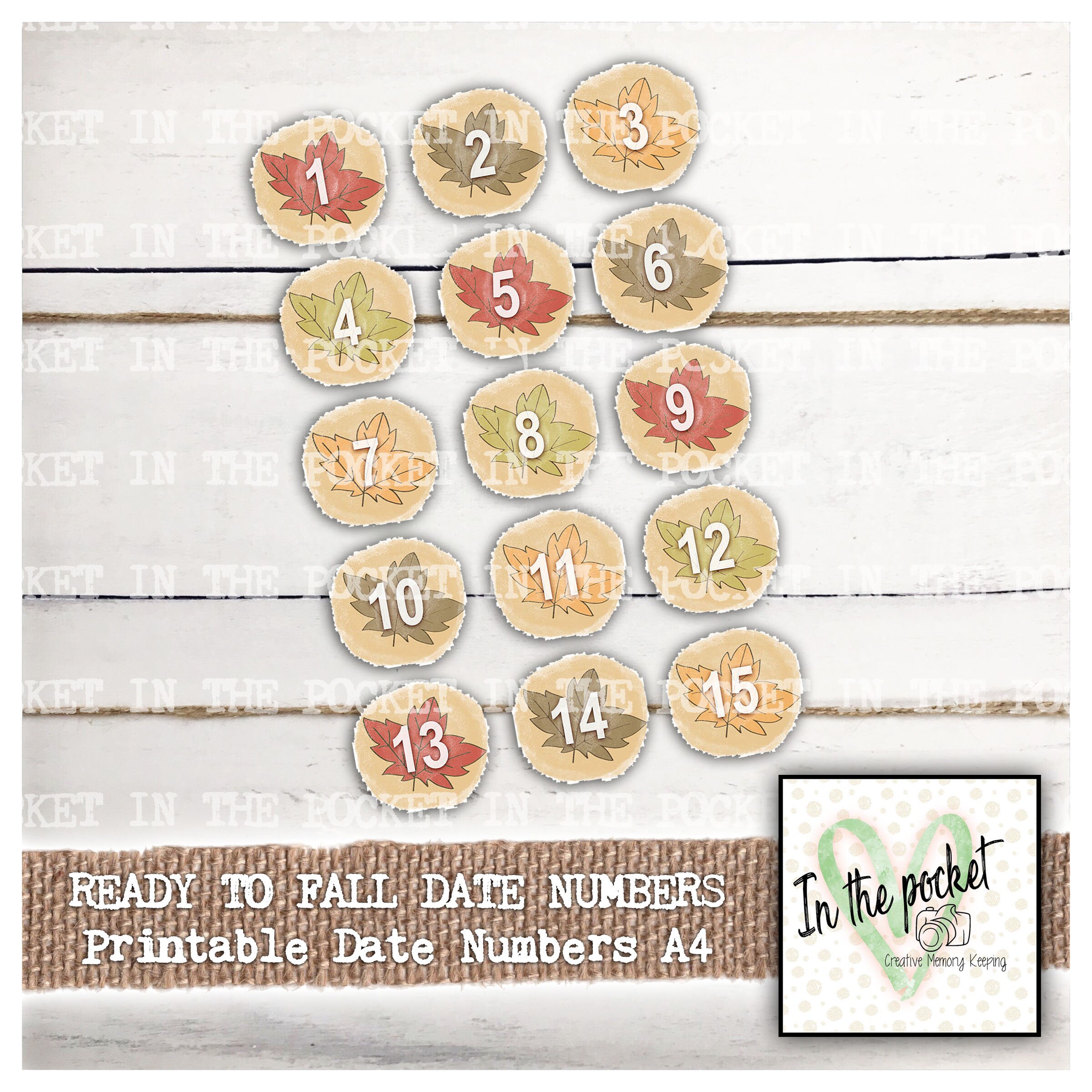 Autumn, Fall, Date Numbers, Dates, Printable, Digital Download ...