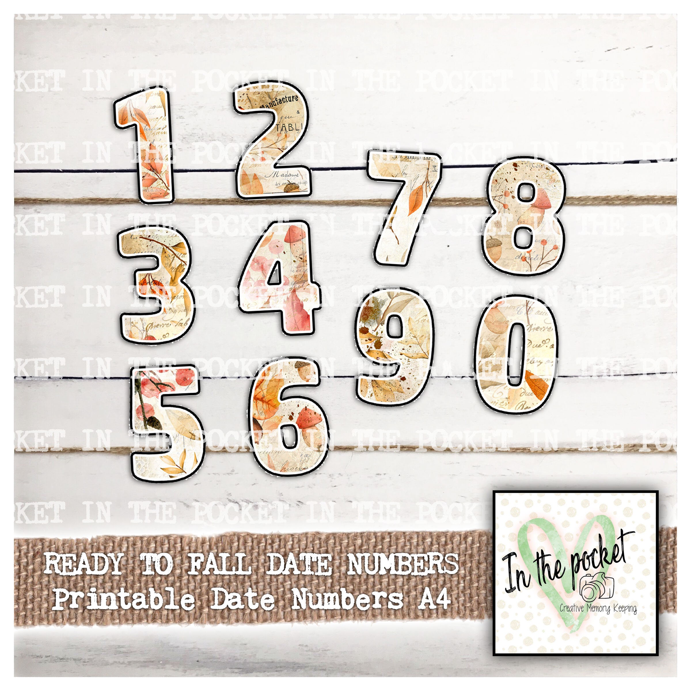 Autumn, Fall, Date Numbers, Dates, Printable, Digital Download ...