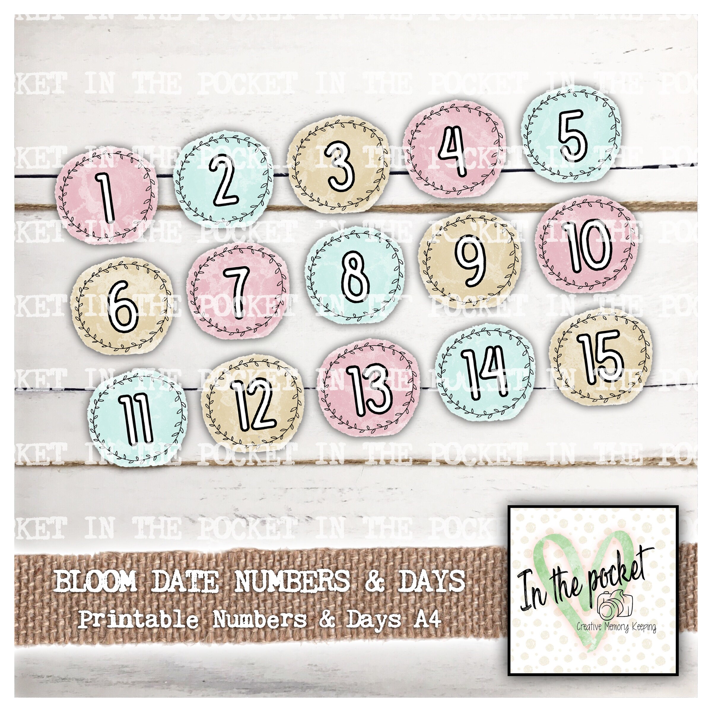 Dates, Days, Spring, Printable, Digital Download, Scrapbook, Journal ...