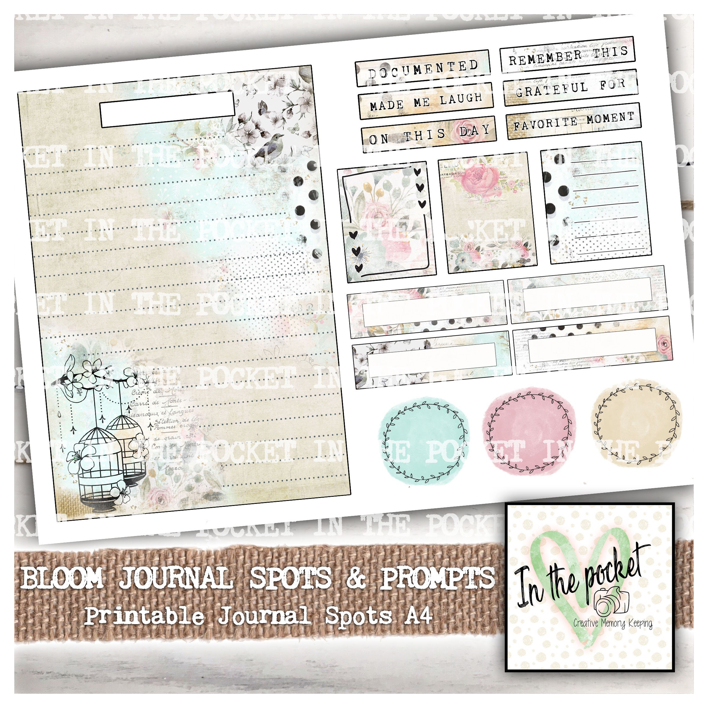 Bundle, Journal, Printable, Spring, Bloom, Background Papers, Digital ...