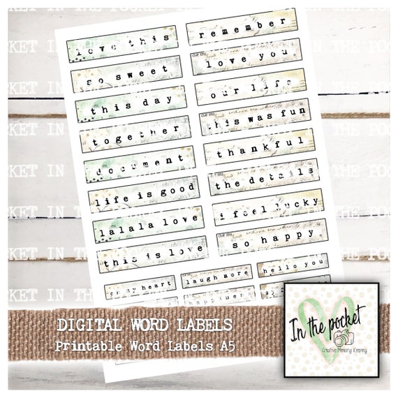 Word Labels Words Phrases Journal Printable Digital | Etsy