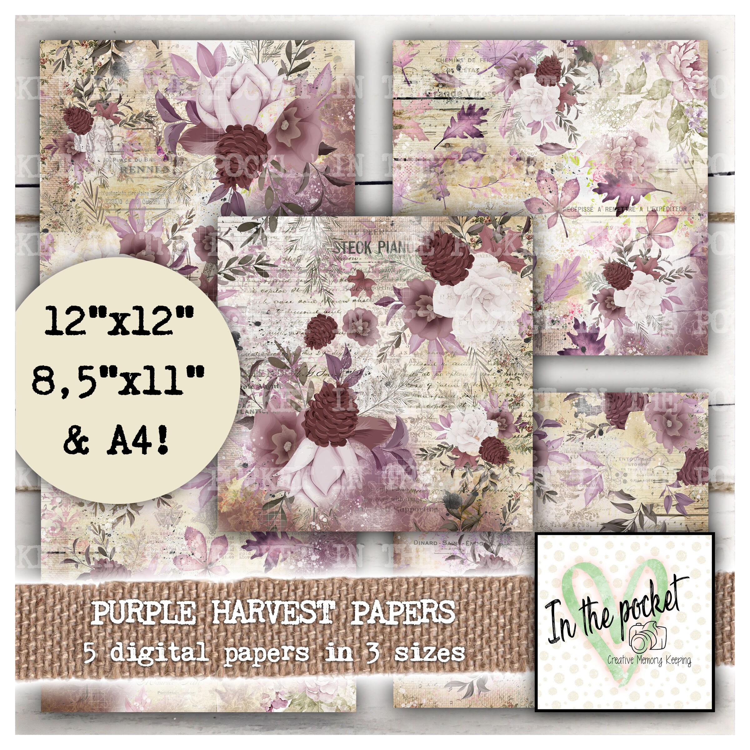 Fall Autumn Purple Harvest Printable Papers Journal - Etsy