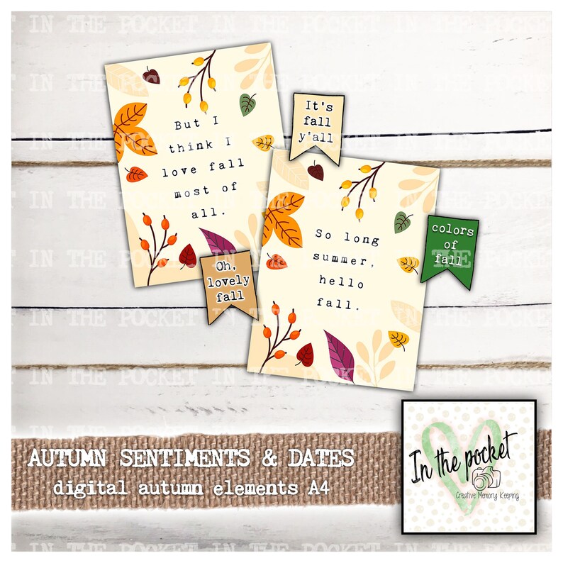 Autumn, Fall, Word Labels, Date Numbers, Dates, Printable, Digital ...