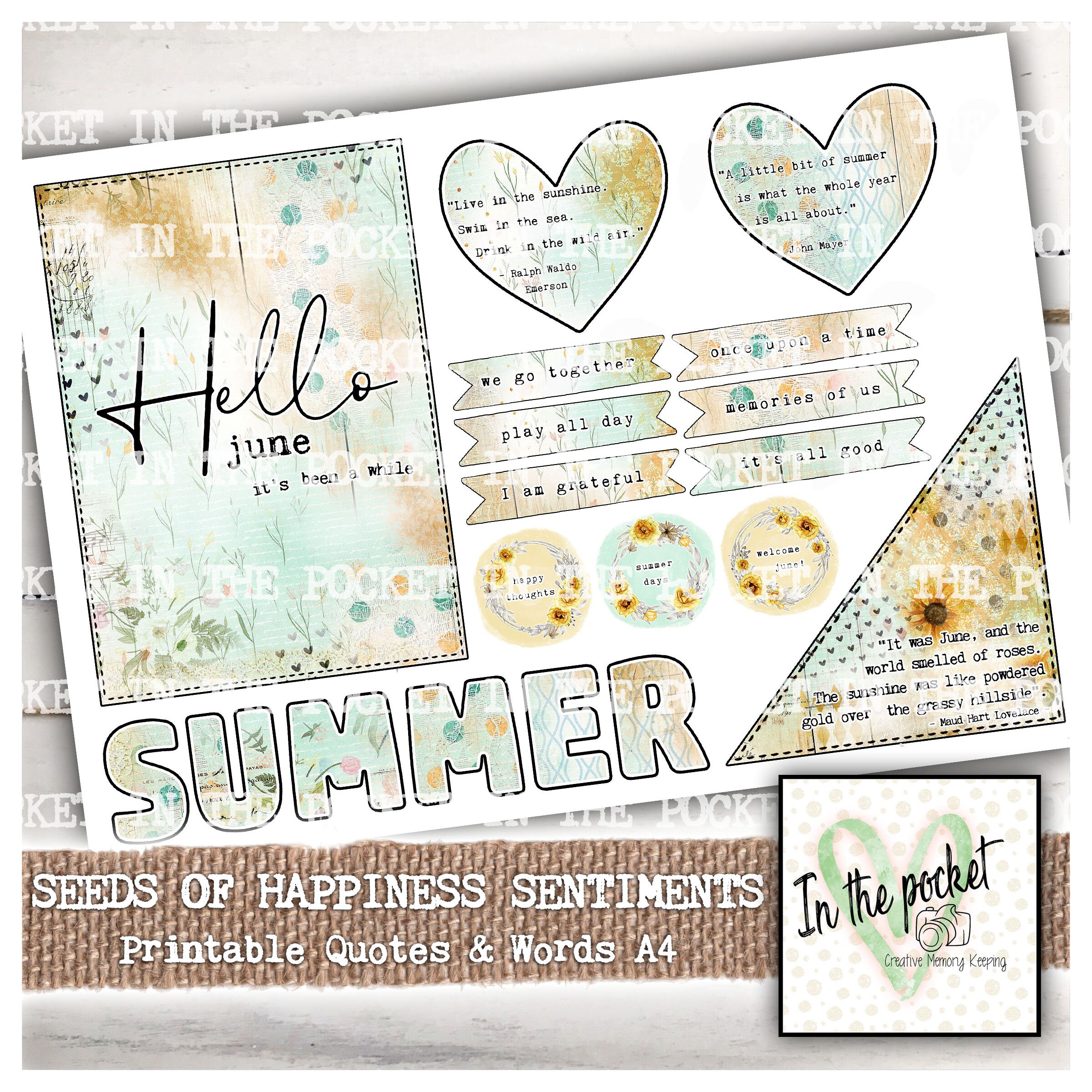 Bundle, Journal, Printable, Summer, Kit, Background Papers, Download ...