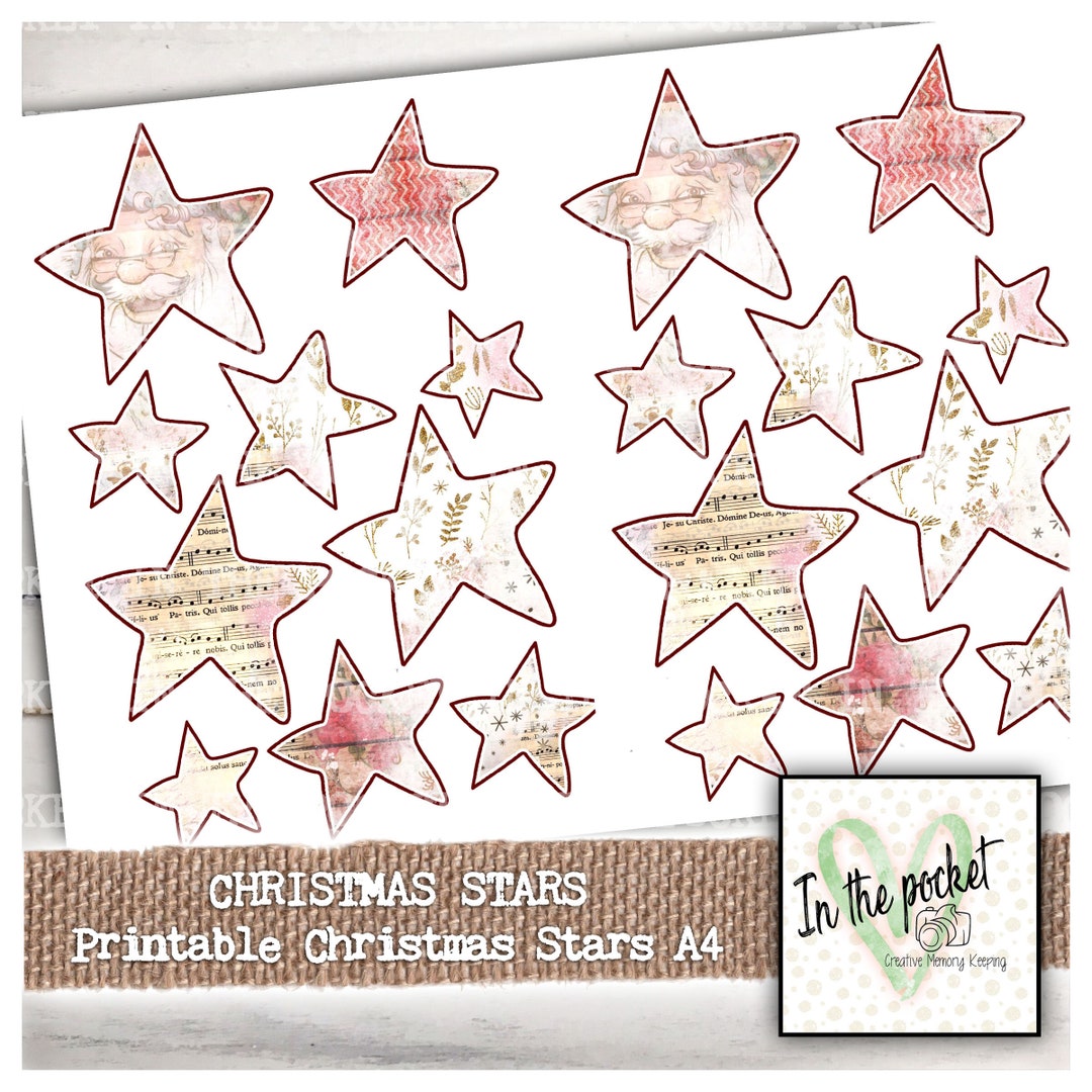 Christmas, Stars, Ephemera, Printable, Digital Download, Scrapbook ...