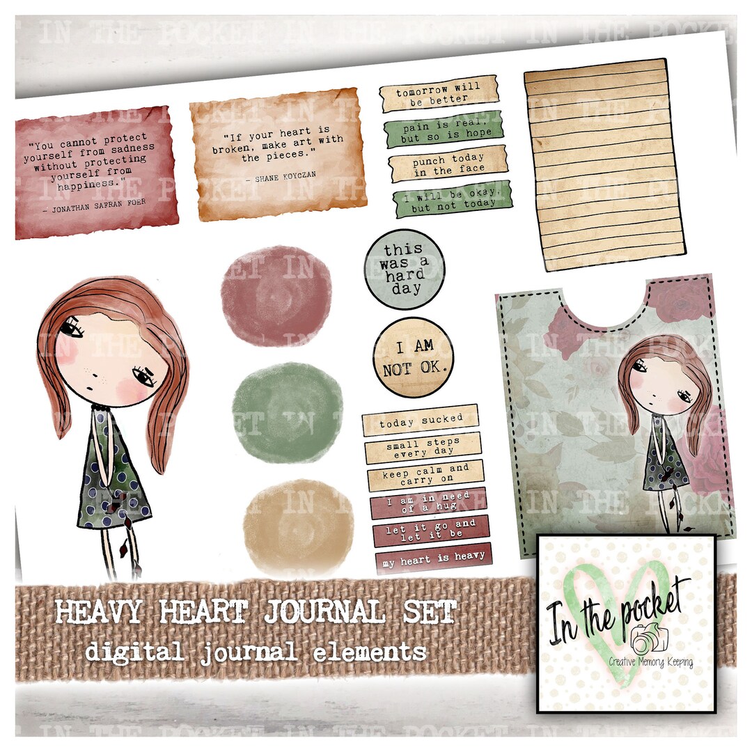 Journal Elements, Heavy Heart, Journaling, Doll, Girl, Sentiments ...