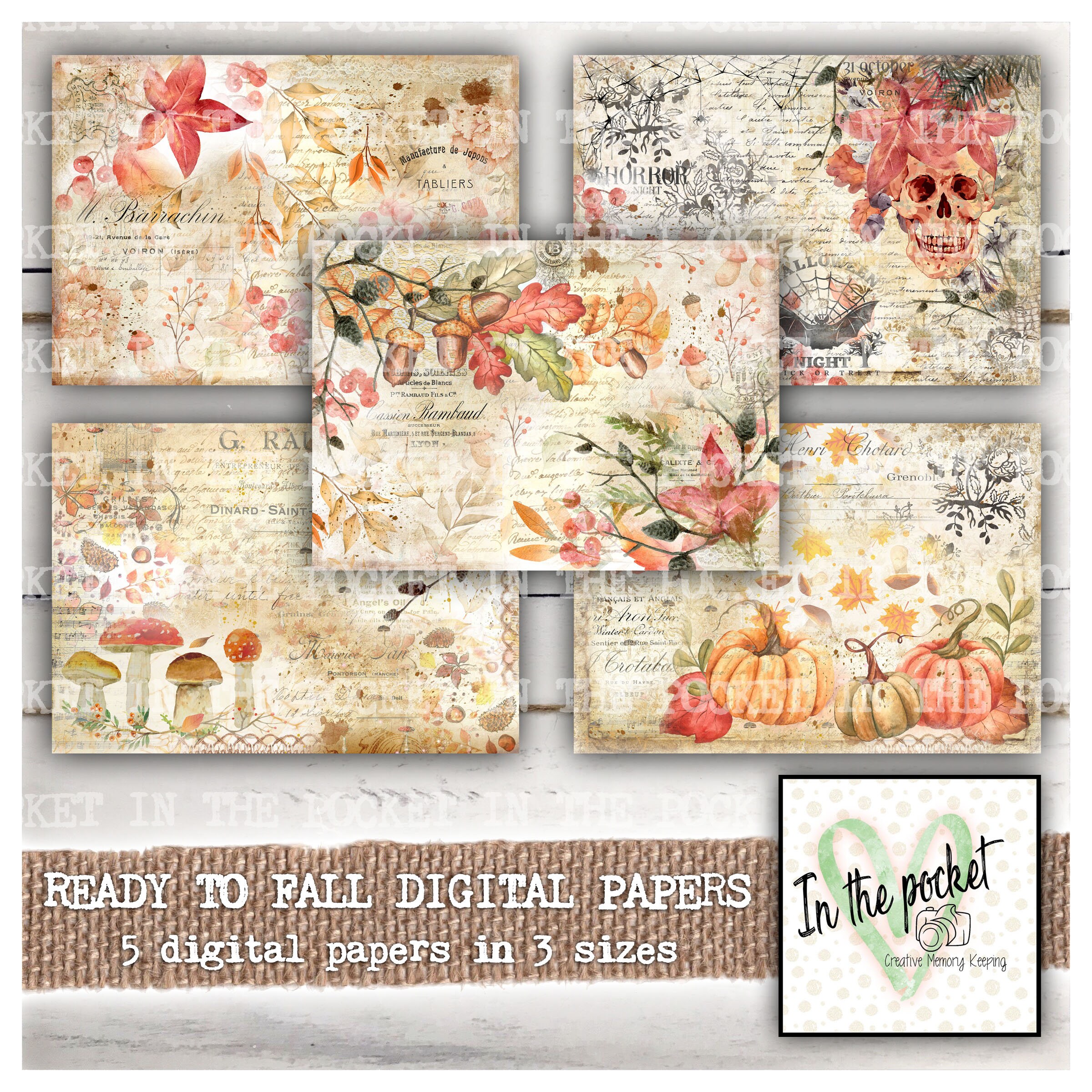 Fall, Autumn, Printable, Papers, Journal, Digital Download, Scrapbook ...