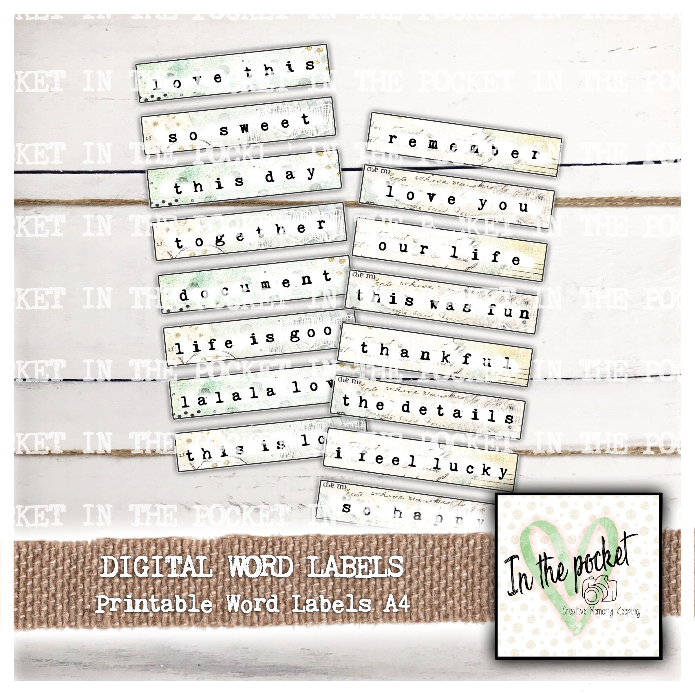 Word Labels, Words, Phrases, Journal, Printable, Digital Download ...