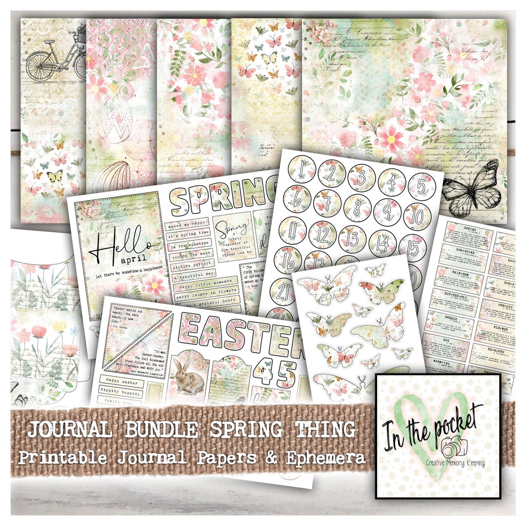 Bundle, Journal, Printable, Spring, Easter, Kit, Background Papers ...