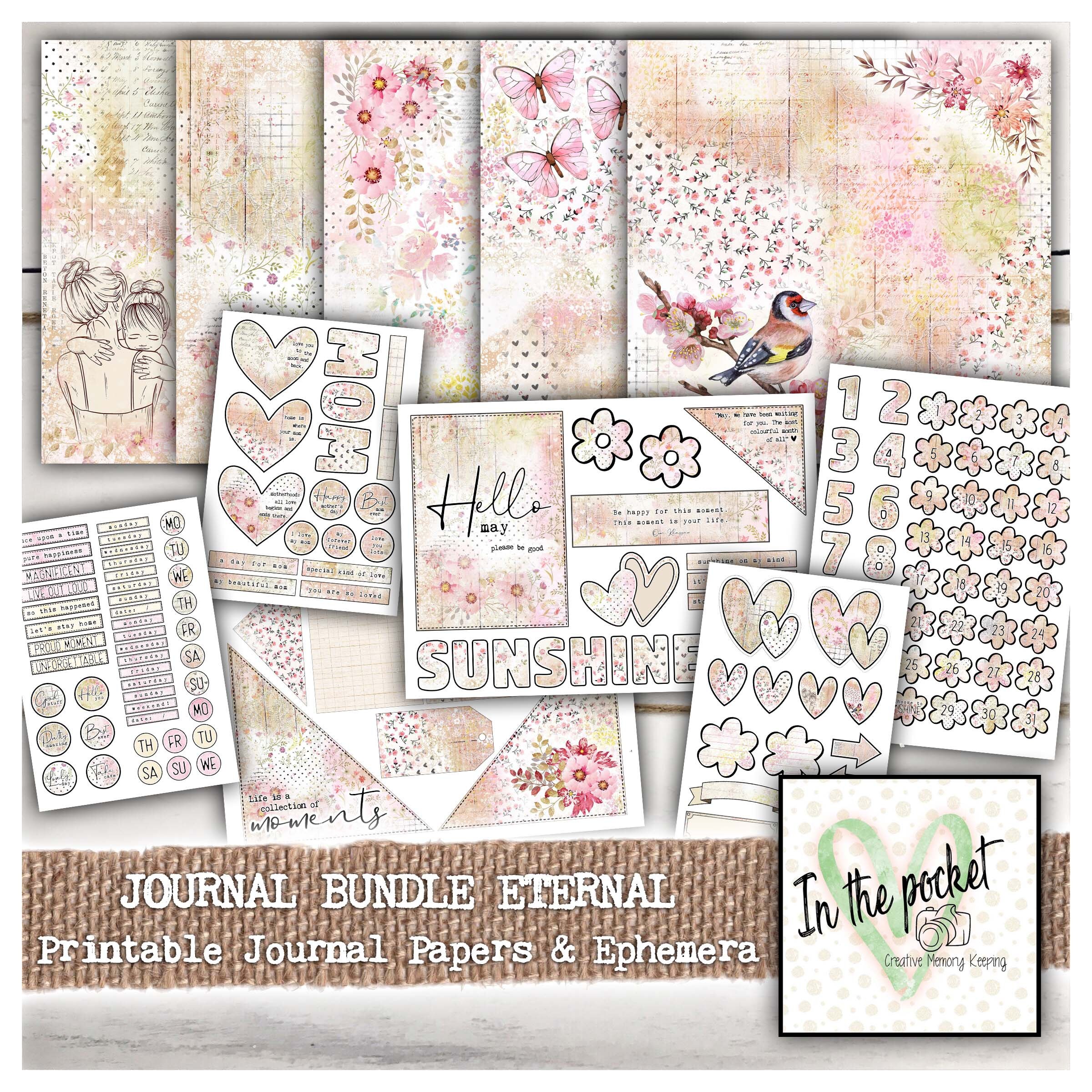 Bundle, Journal, Printable, Spring, Vintage, Kit, Background Papers ...