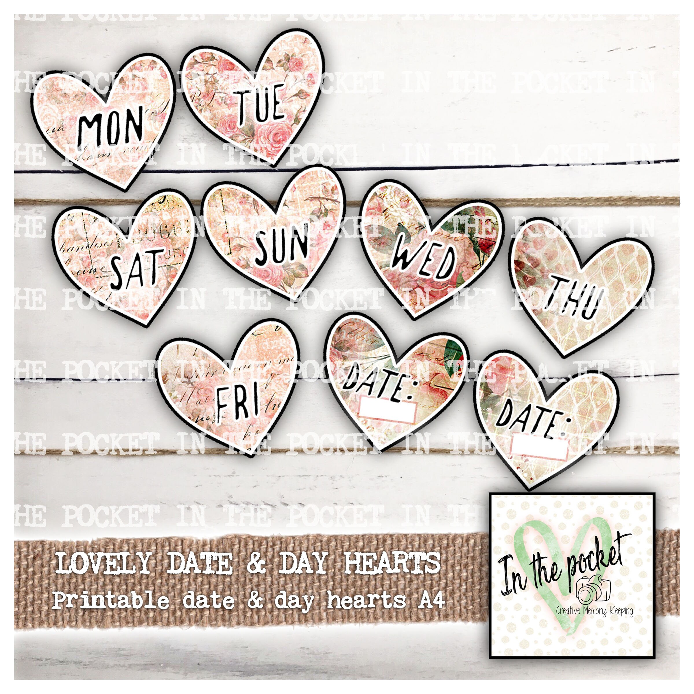 Hearts Dates Days Lovely Love Numbers Printable Digital | Etsy