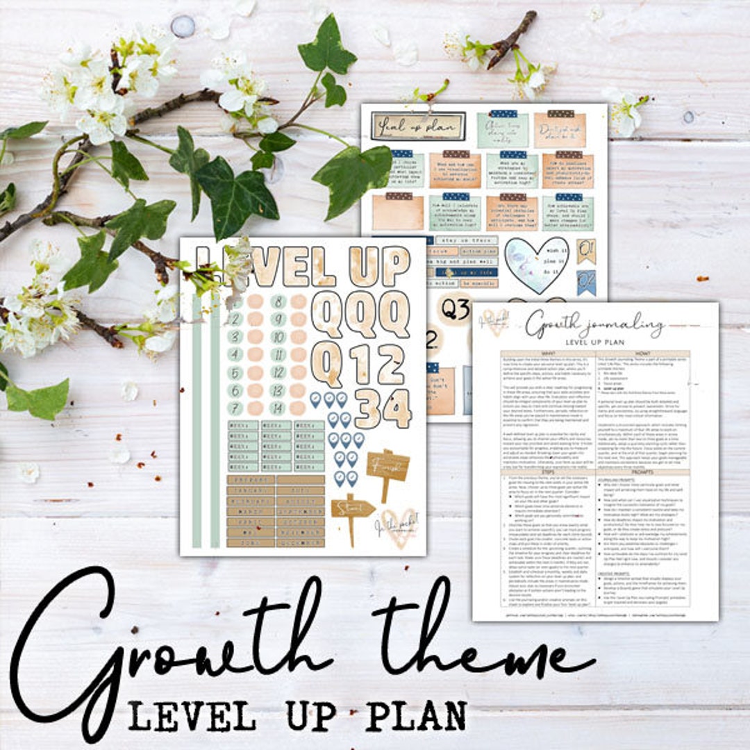 Growth Theme, Level Up, Plan, Journal, Prompts, Printable, Download ...