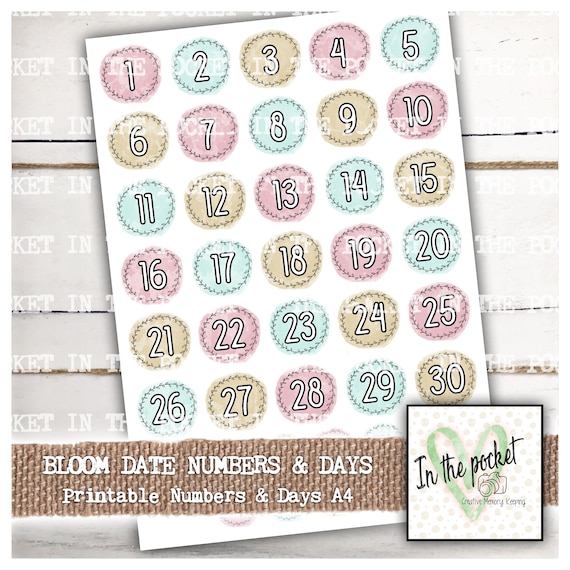 Dates Days Spring Printable Digital Download Scrapbook | Etsy
