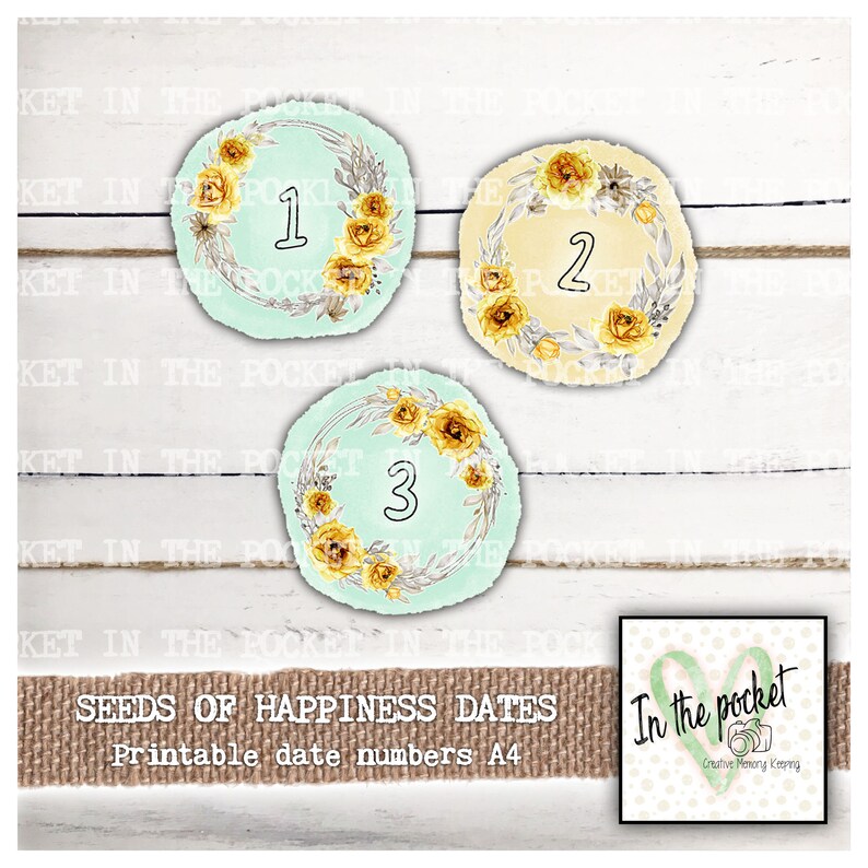 Dates, Days, Summer, Flowers, Printable, Digital Download, Scrapbook ...