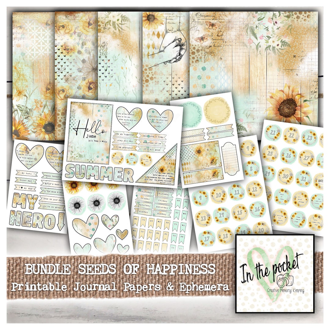 Bundle, Journal, Printable, Summer, Kit, Background Papers, Download ...