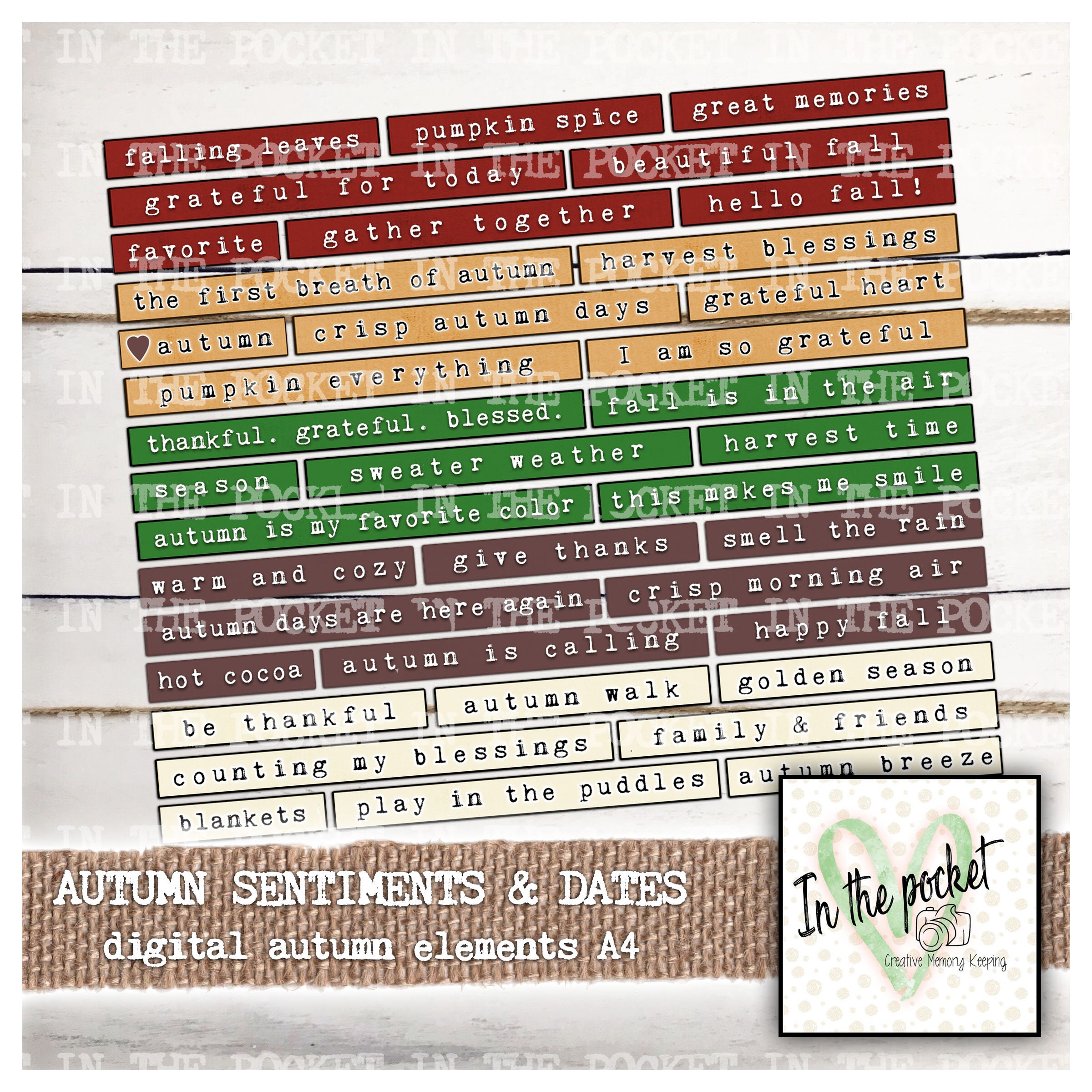 Autumn, Fall, Word Labels, Date Numbers, Dates, Printable, Digital ...