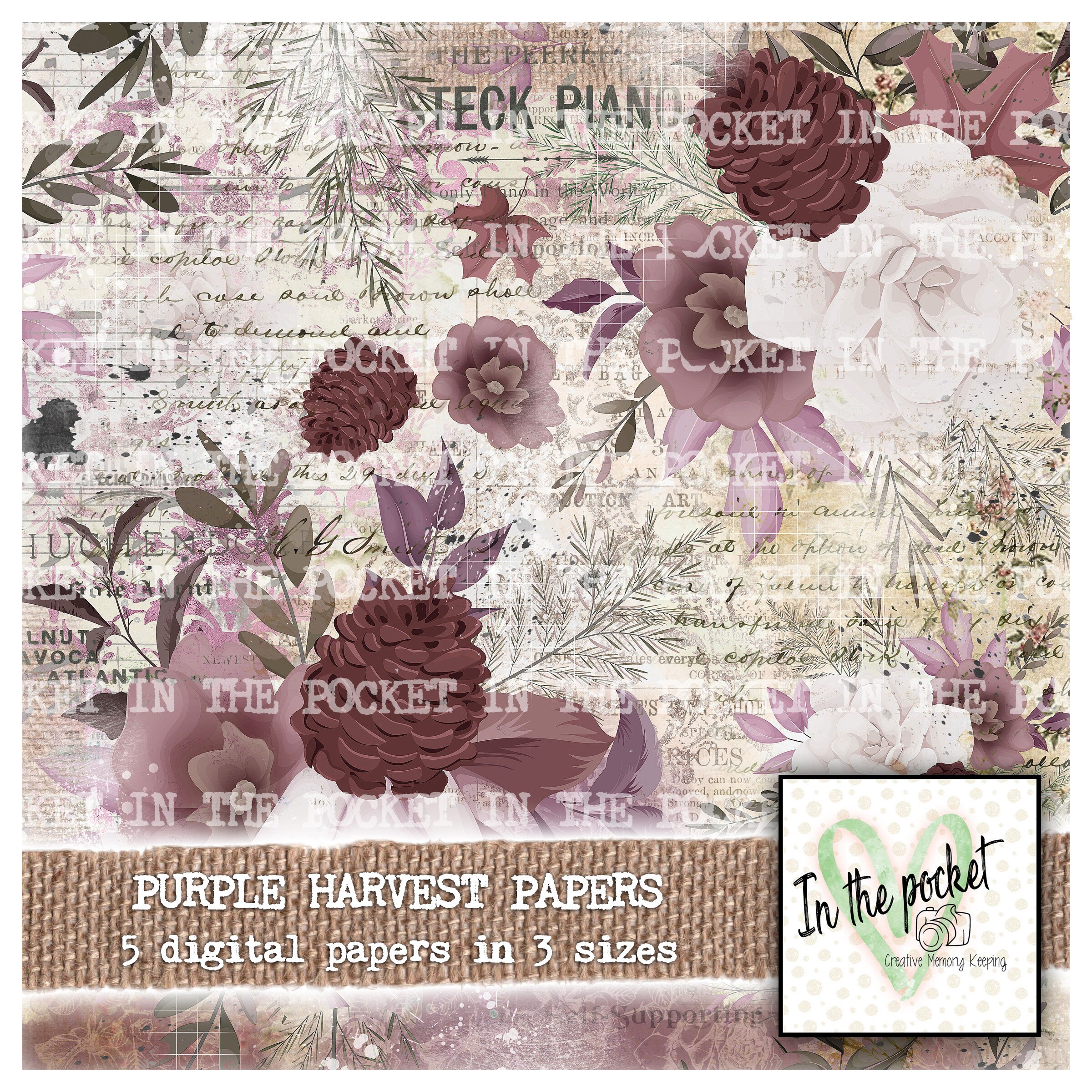 Fall Autumn Purple Harvest Printable Papers Journal - Etsy
