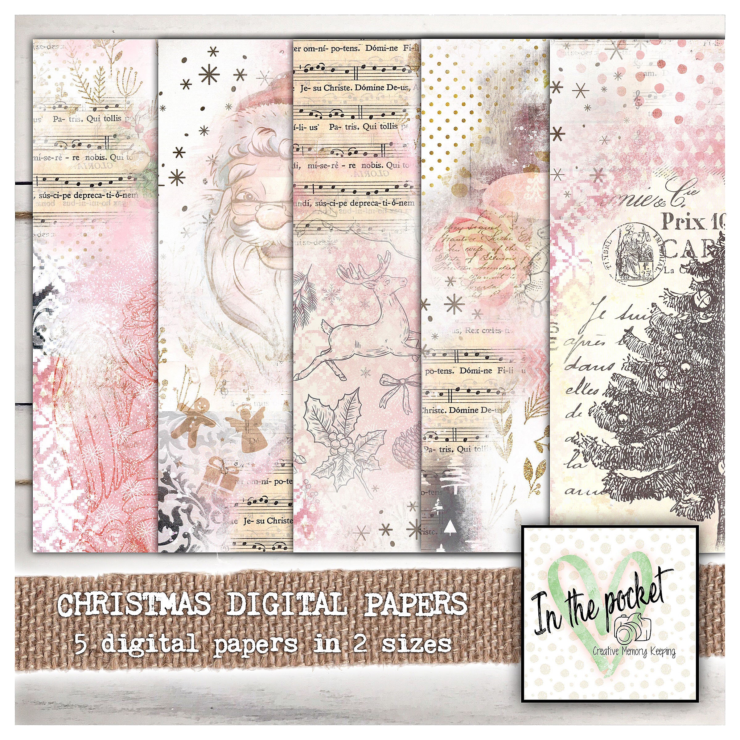 Christmas Background Papers Printable Digital Download | Etsy