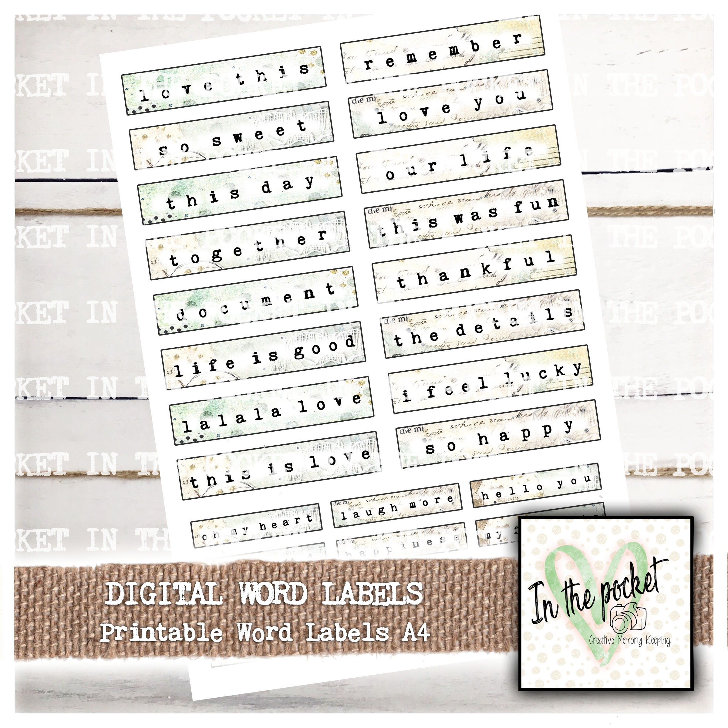 Word Labels Words Phrases Journal Printable Digital - Etsy