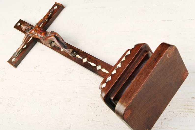 Antique Bone Decorated Crucifix - Etsy