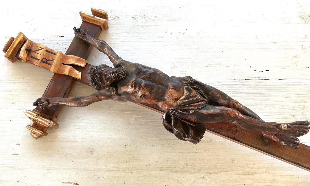 Antique Wooden Altar Crucifix: Gilded Jansenist Corpus Christi - Etsy