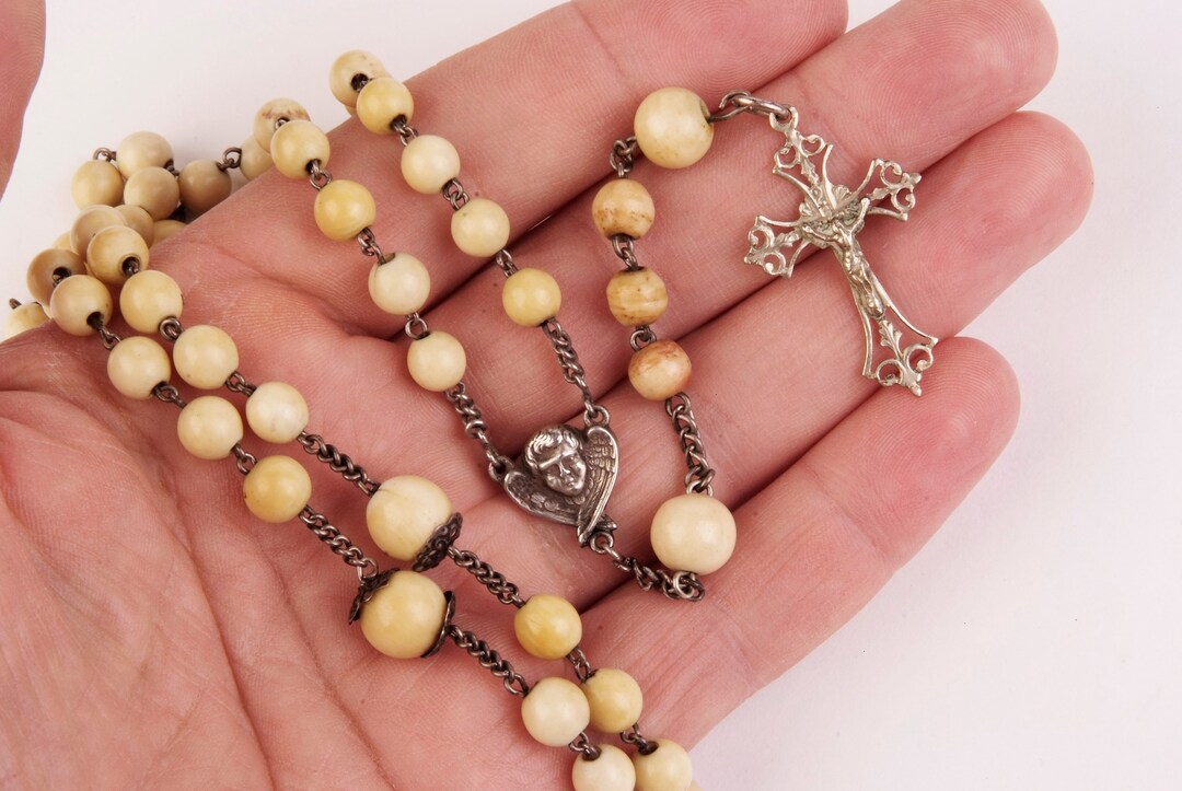 Antique Silver Angel Rosary - Etsy