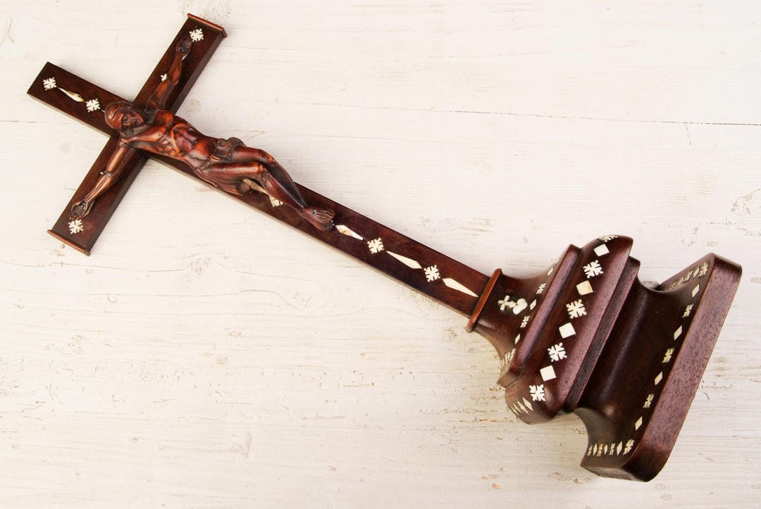 Antique Bone Decorated Crucifix - Etsy