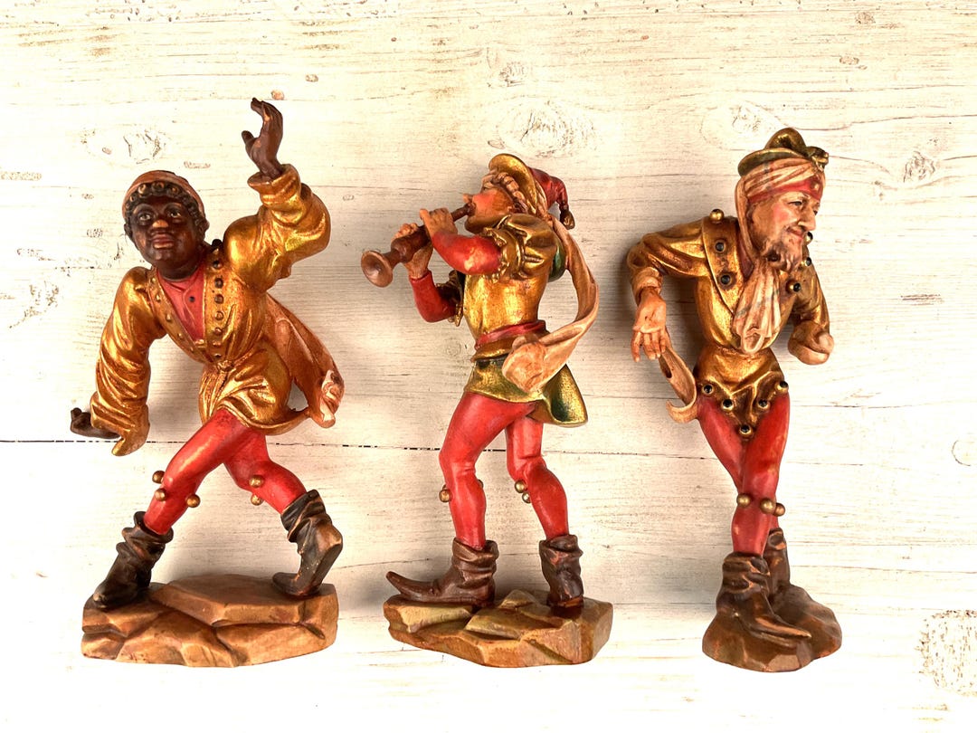 Three Wooden Jesters - Etsy