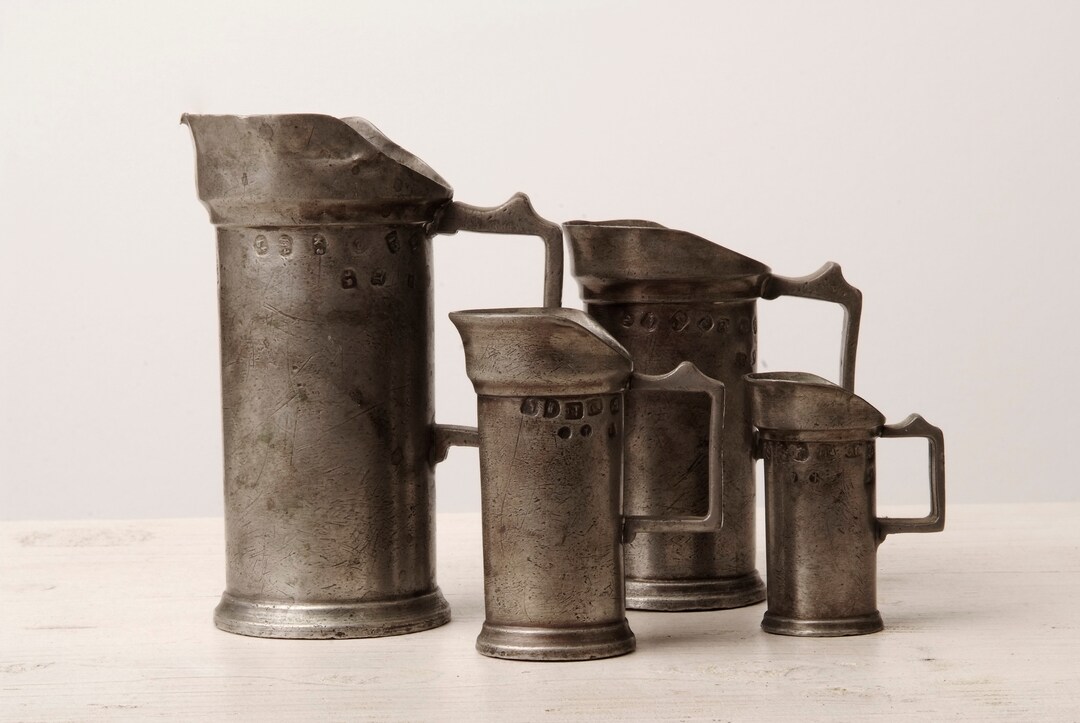 Antique Pewter Measuring Cups - Etsy