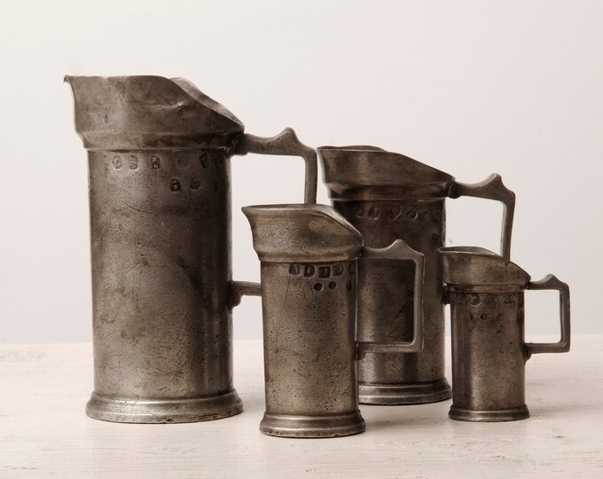 Antique Pewter Measuring Cups - Etsy
